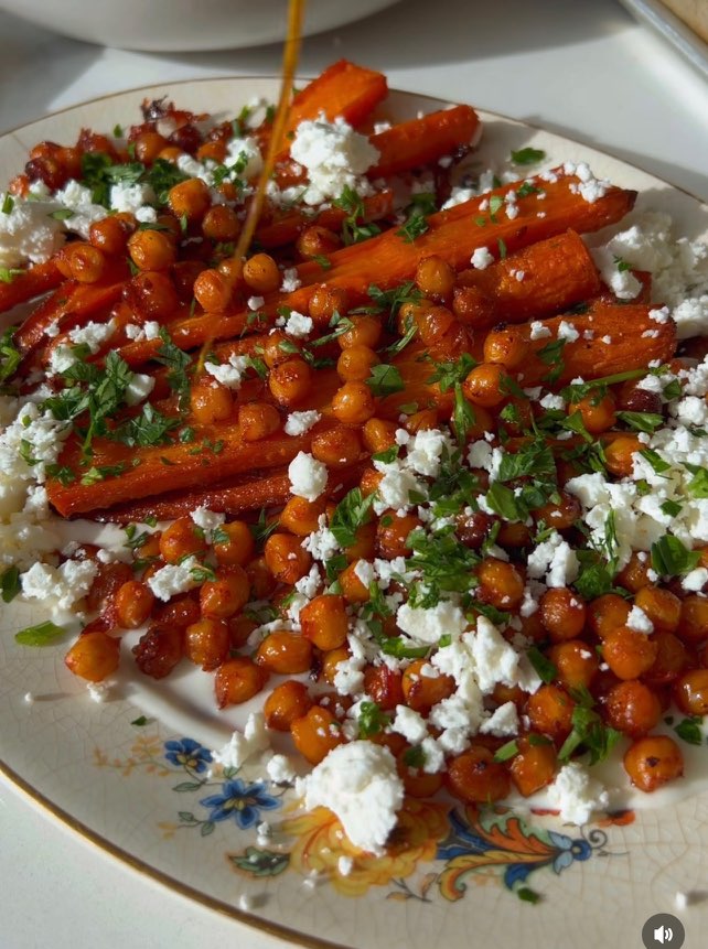 Fancy Carrots and Crispy Chickpeas Over a Silky Feta Spread – Fancy Peasant